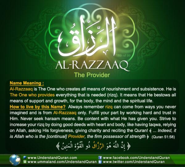 And the ANSWER IS . . . AR-RAZZAAQ! – Understand Al Quran Academy